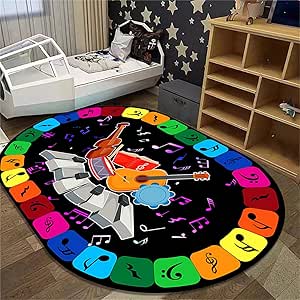 Amazon.com: Music Themed Kids Rugs, 6x9ft, Colorful Musical Note Rugs ...