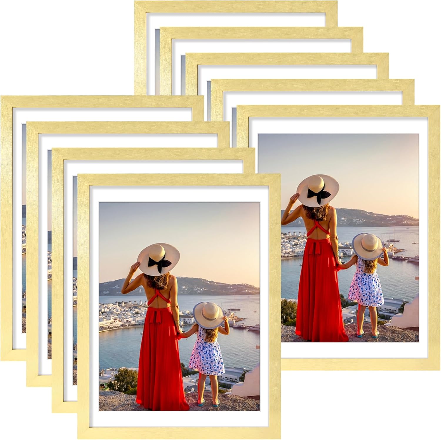 Amazon.com - Vittanly 12x16 Gold Picture Frame Set of 9, Display 11x14 ...