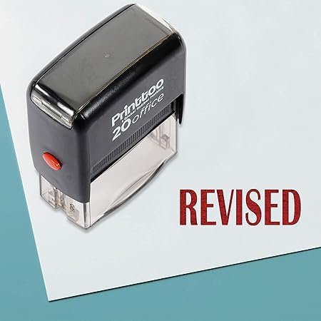 Amazon.com : Revised Self-Inking Office Rubber Stamp (Red) - M : Office ...