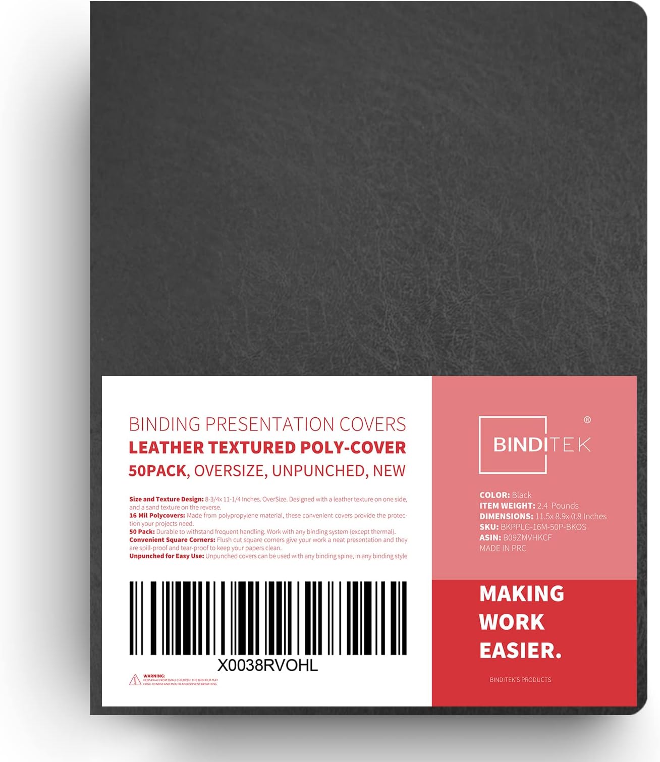 Amazon.com : Binditek 50 Pack 16 Mil Leather-Textured Heavyduty ...