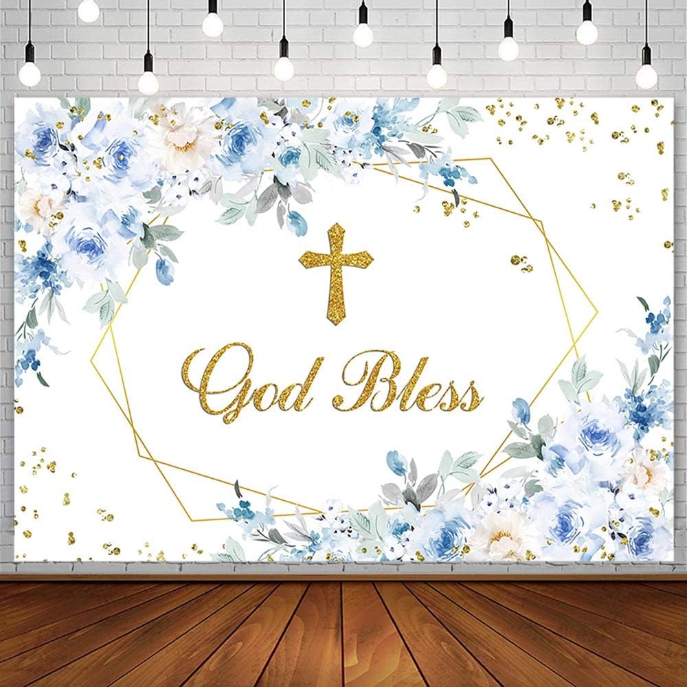 Amazon.com : SENDY 7x5ft God Bless Backdrop Baptism Party Decorations ...