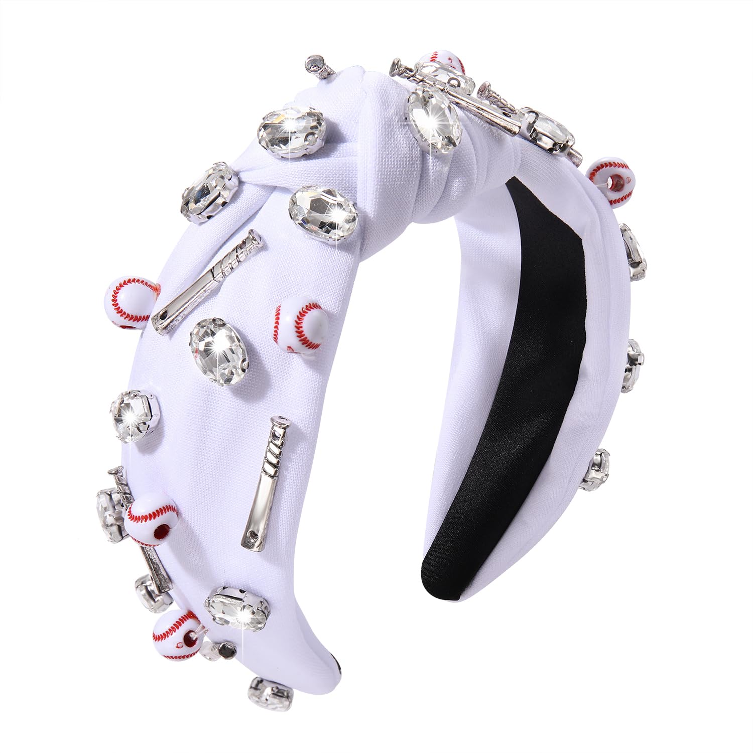 Amazon.com: Baseball Knotted Headband for Women Sparkle Crystal ...