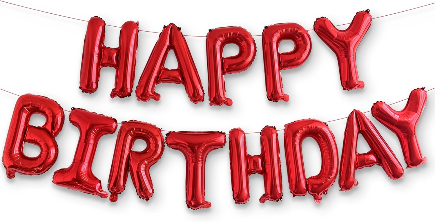 Amazon.com: HOUSE OF PARTY Happy Birthday Balloon - 16 inch | Red Mylar ...