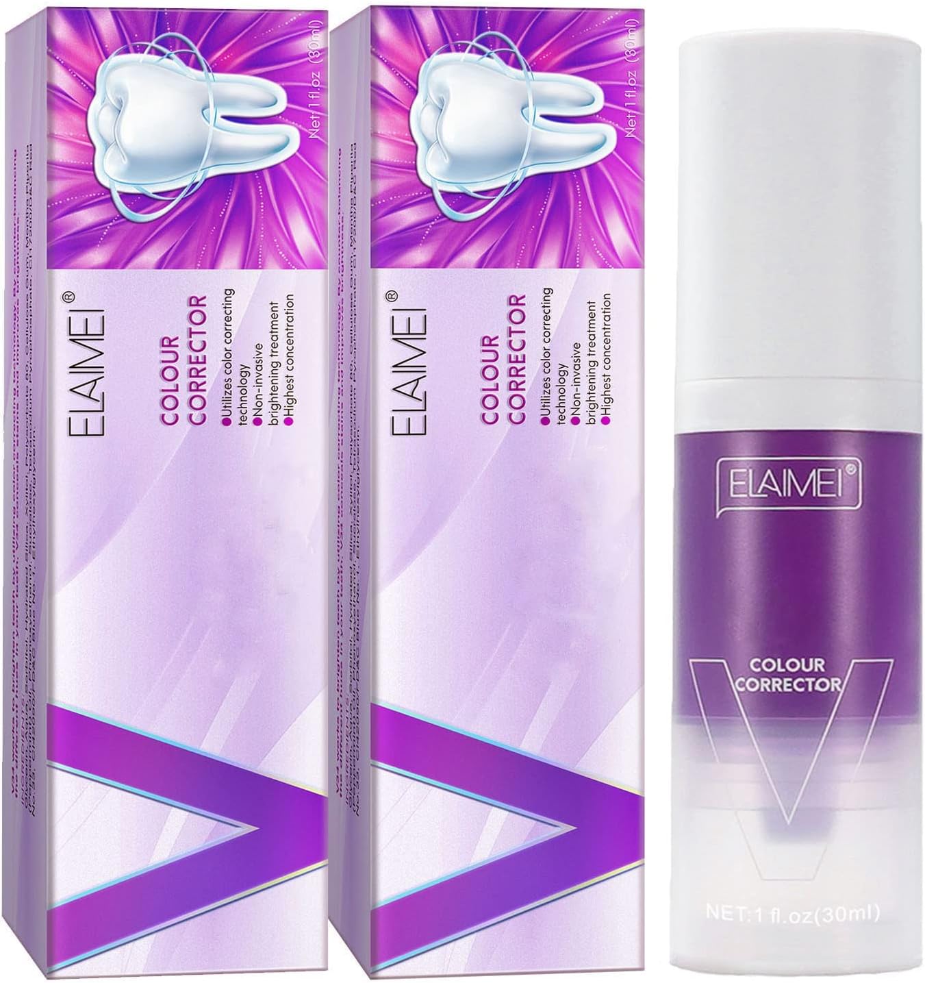 Amazon.com: 2PCS Purple Toothpaste, Color Corrector Toothpaste for ...