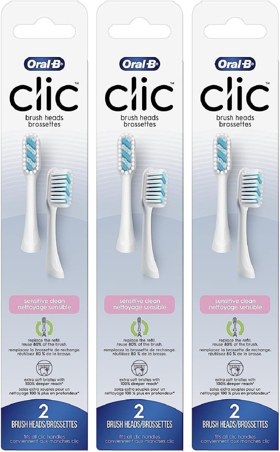 Amazon.com : Oral-B Clic Toothbrush Sensitive Clean Replacement Brush ...