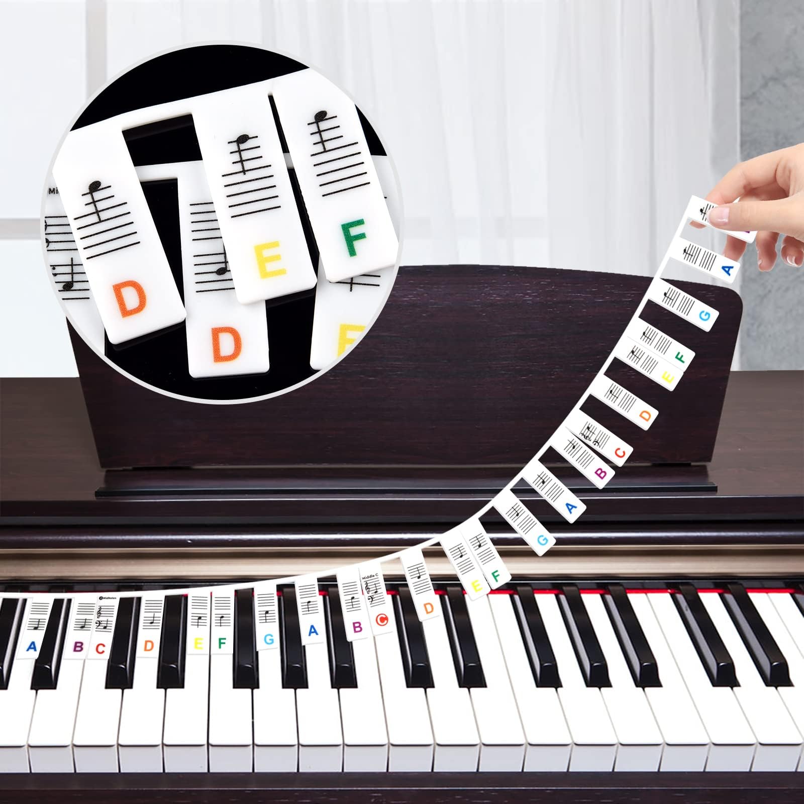 Morcheiong Removable Piano Keyboard Note Labels 88 Keys for Learning ...