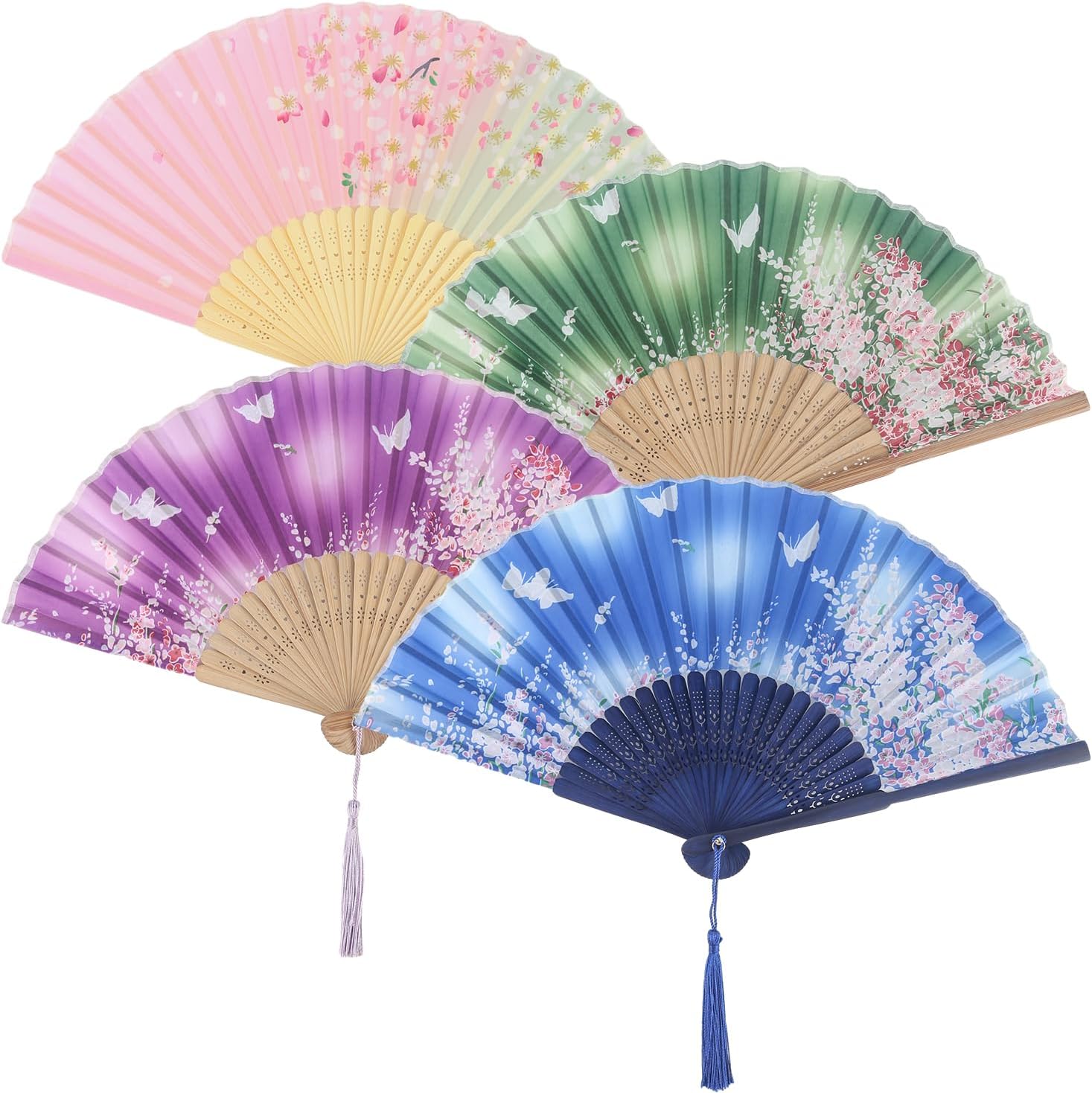 Amazon.com: Barydat 6 Pieces Folding Fans Chinese Style Bamboo Handheld ...