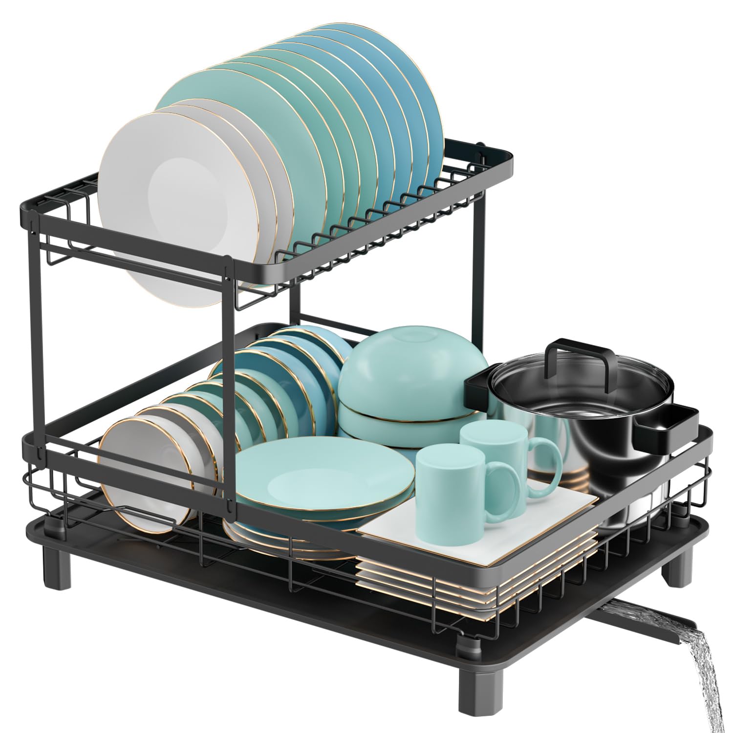 IMMEK 2 Tier Dish Drying Rack,Multifunctional Dish Rack for Kitchen ...