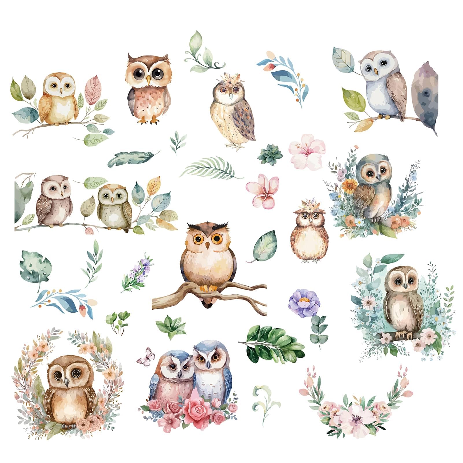 Amazon.com: CRASPIRE 8 Sheets Owl Window Decals Birds Branch Flower ...