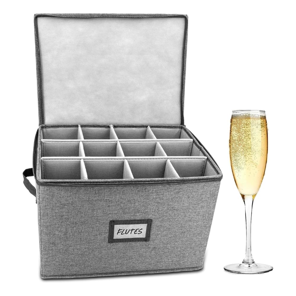 Amazon.com: HOMELUX THEORY Champagne Flute Storage Box with Dividers ...