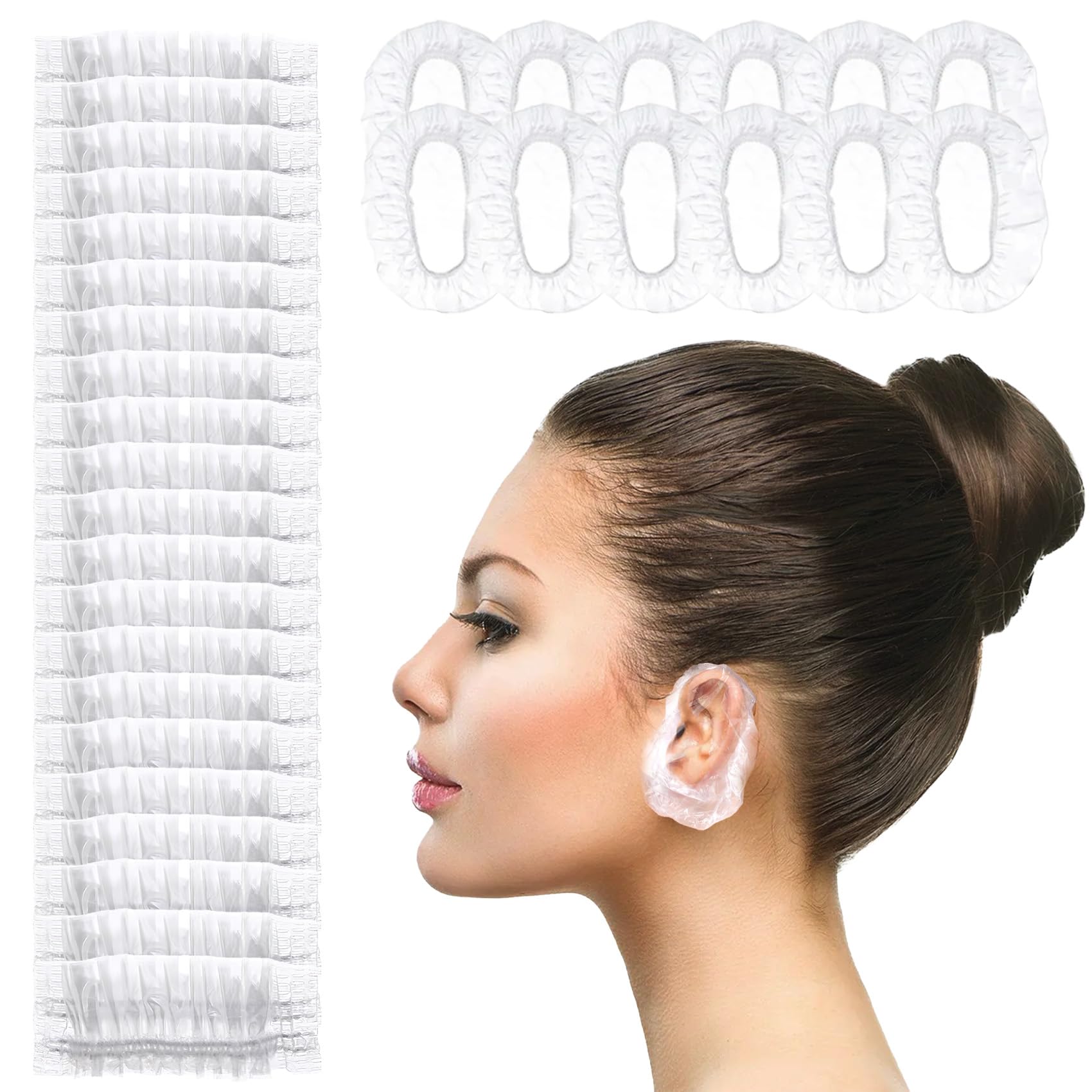 Amazon.com: 100 Pieces Disposable Ear Covers For Shower,Plastic Ear ...
