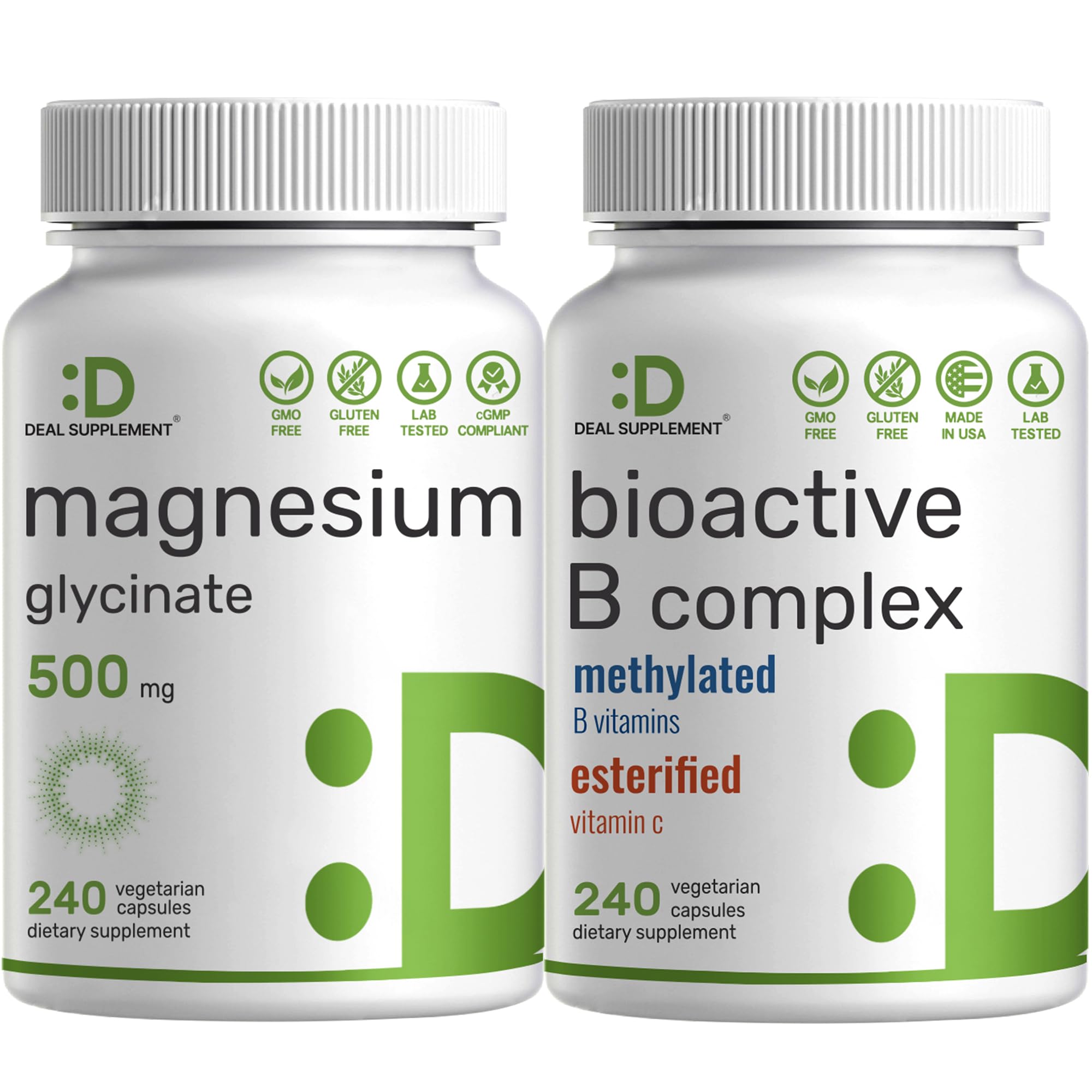 Amazon.com: Magnesium Glycinate 500mg Veggie Capsules & Bioactive ...