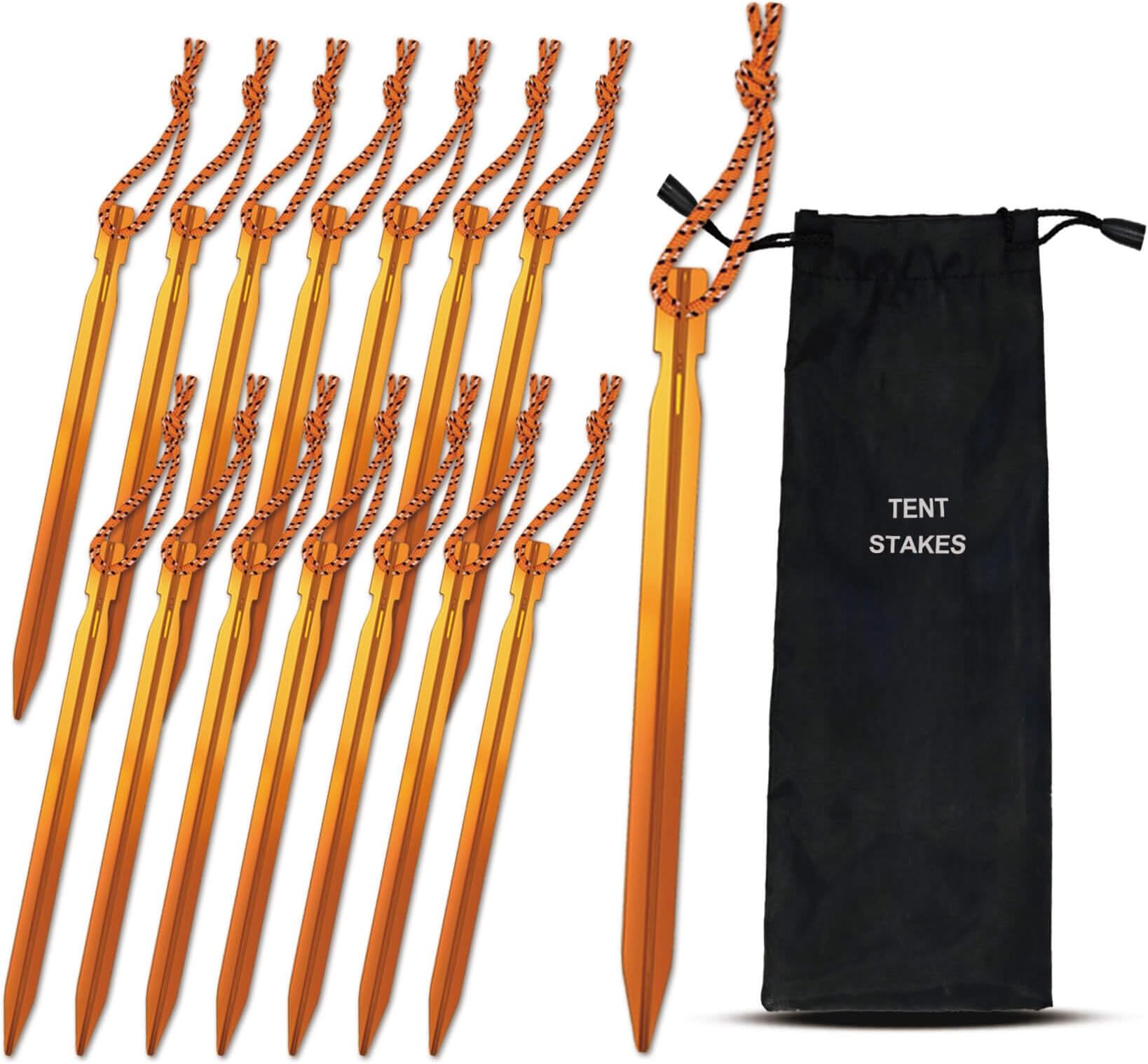 Amazon.com : 10 Pack Tent Stakes Heavy Duty, Aluminum Tent Stakes Pegs ...