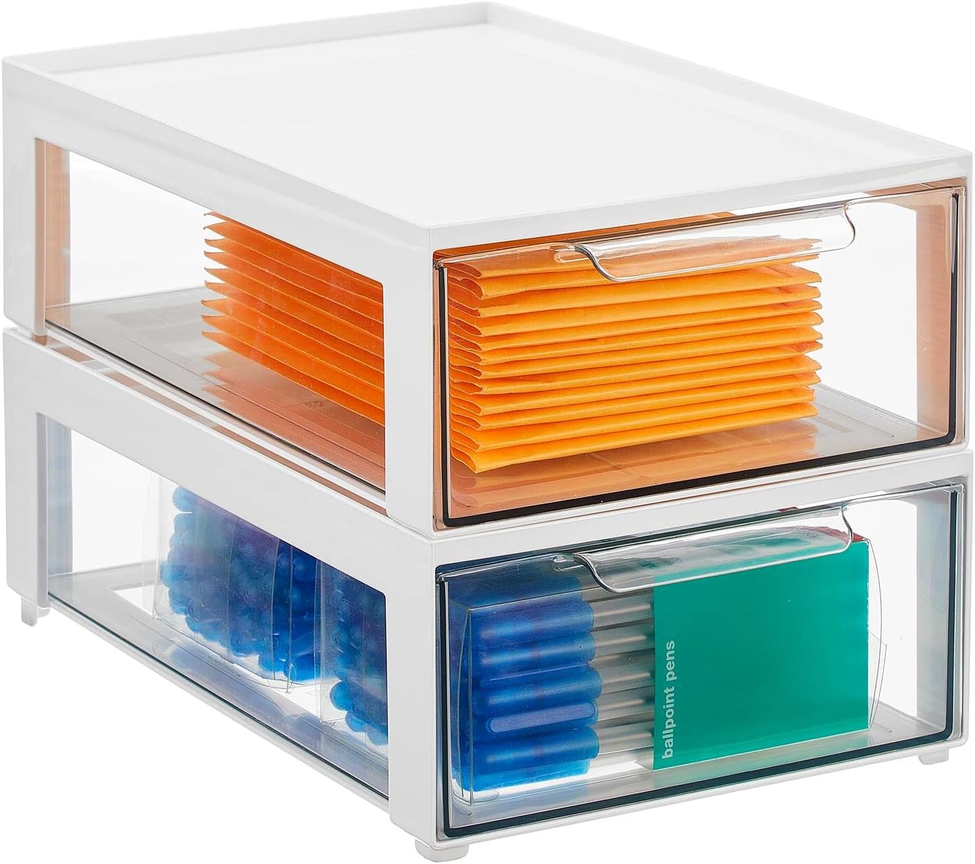 Amazon.com: mDesign Plastic Stackable Office Storage Organizer Bin ...