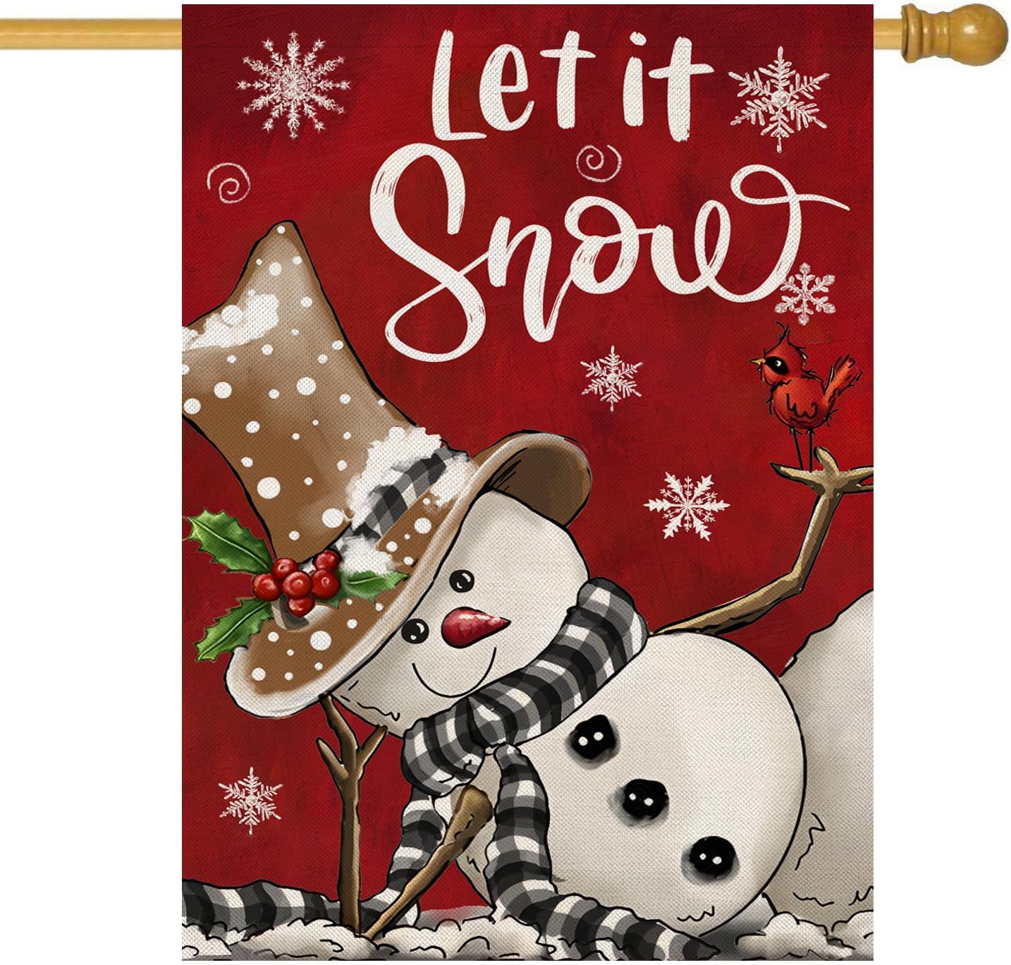 Amazon.com : Winter House Flags for Outdoor Decoration, Red Let it Snow ...