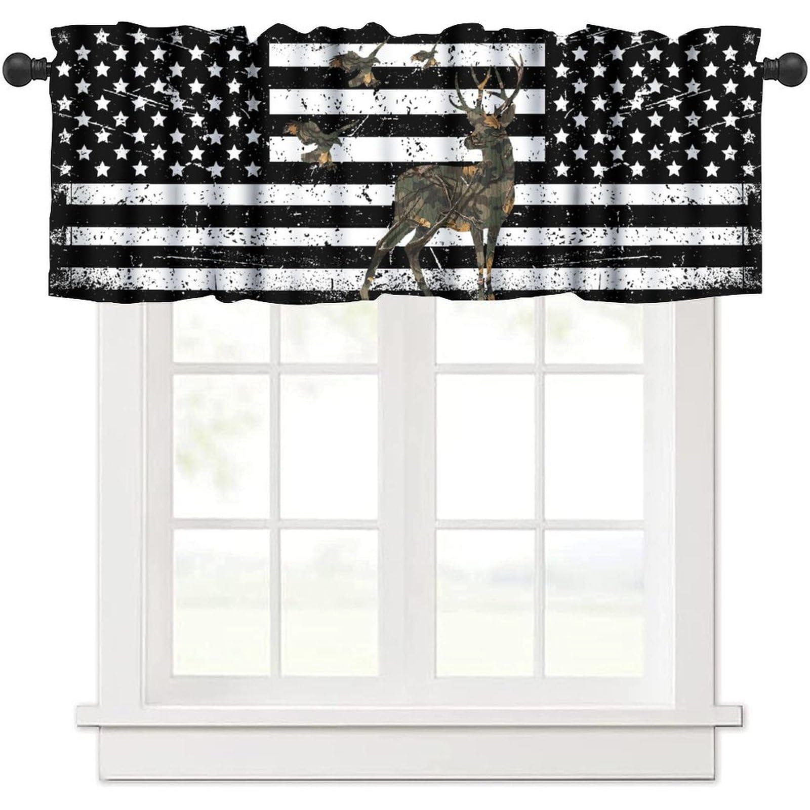 Amazon.com: SHElifestyle Camo Deer Window Curtain Valance, Vintage US ...