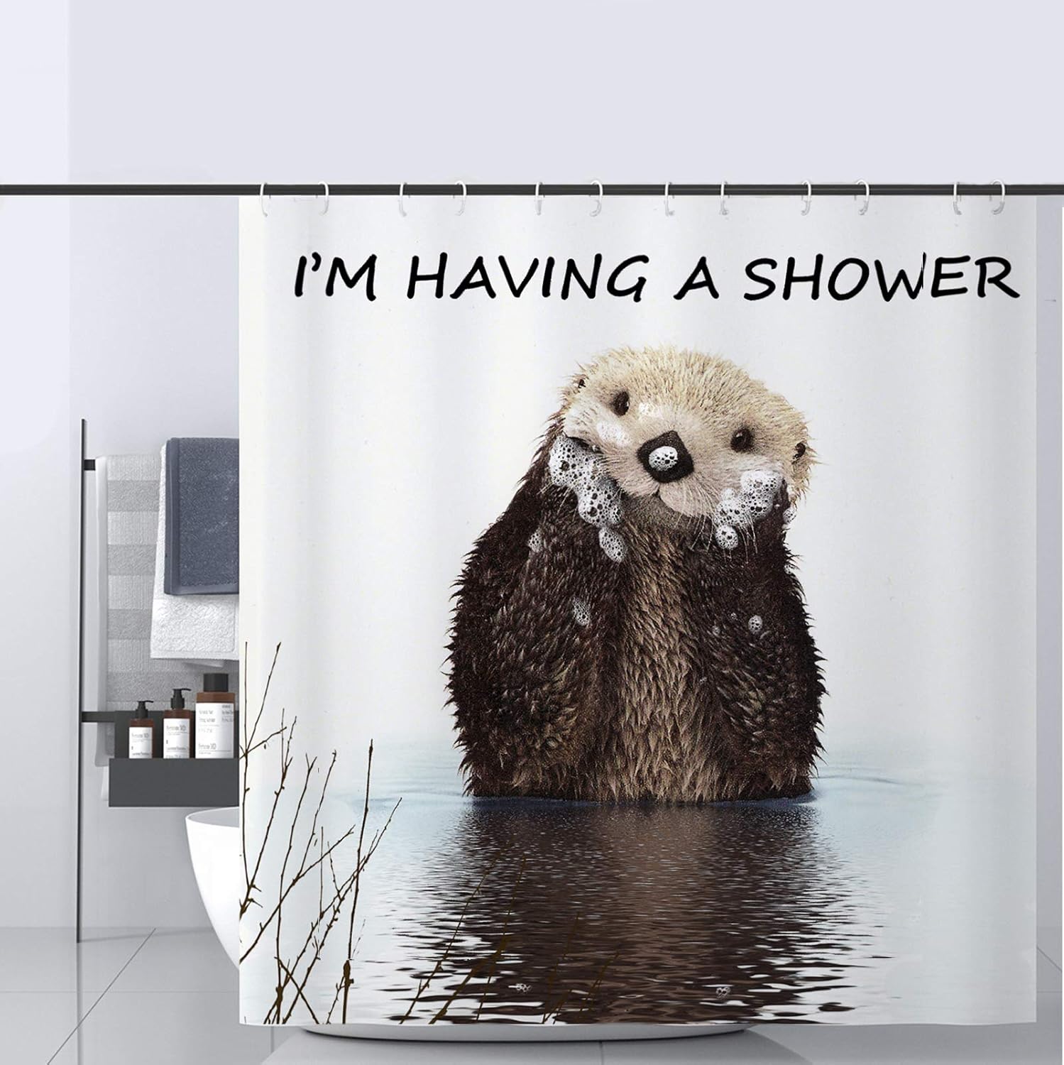 Amazon.com: LOXASUM Bathroom Shower Curtain Animal Theme Funny Pattern ...