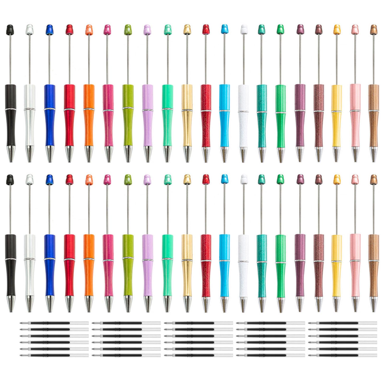 40pcs Beadable Pen, BetterJonny Plastic Bead Pen Black Ink Blue Ink ...