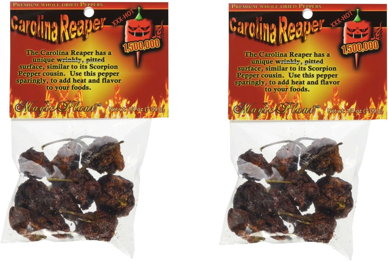 Amazon.com : Dried Carolina Reaper Pepper Whole Pods, 1/4 oz. (Premium ...