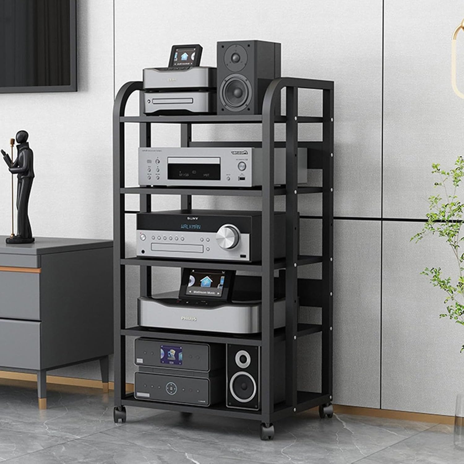 Amazon.com: OMKUOSYA 5-Tier AV Media Stand, Corner TV Entertainment ...