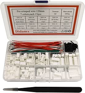 Amazon.com: Didamx 2.54mm XH Connector Socket Kit with 22AWG Pre-Crimped Wire Cable JST XH 2/3/4 ...