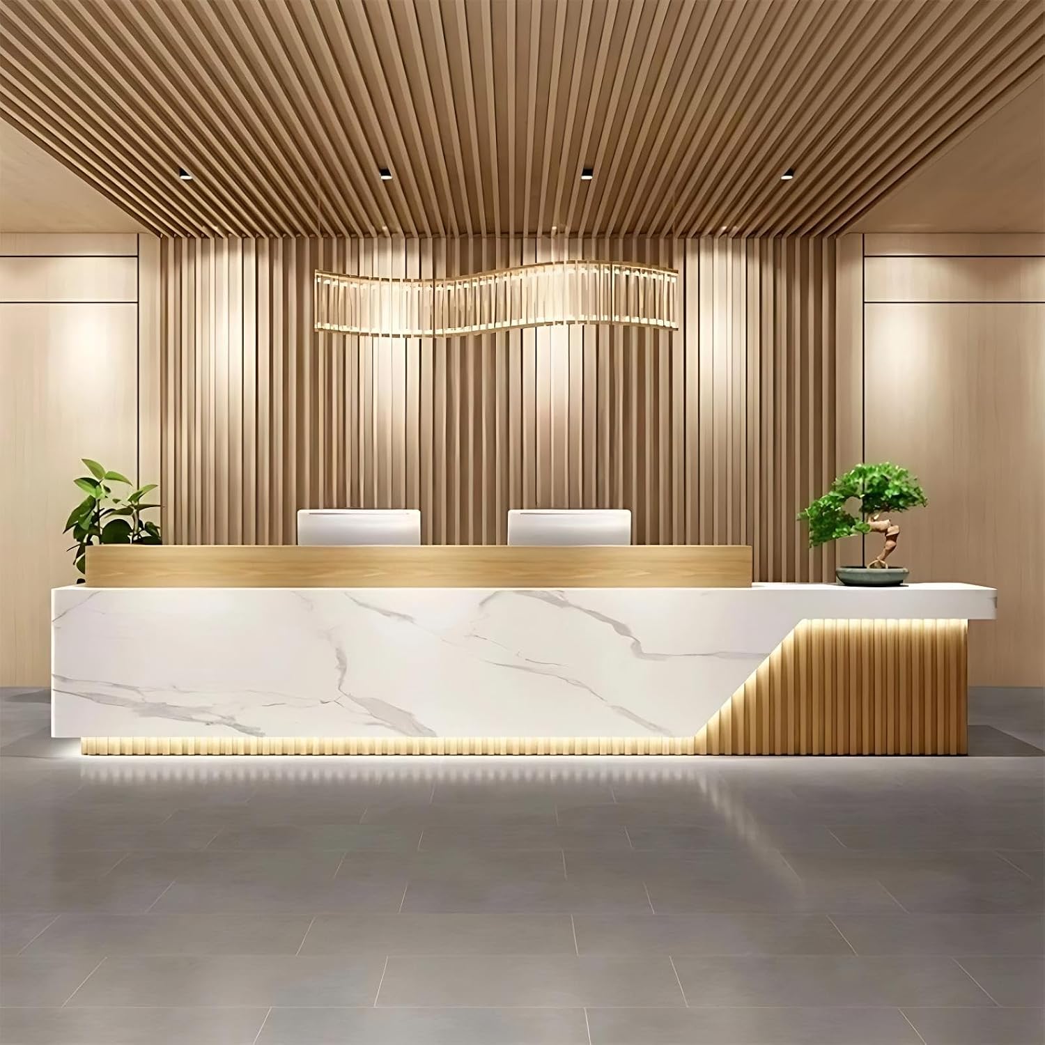 Amazon.com: ZGNBSD Modern Reception Desk – Front Desk Counter for ...