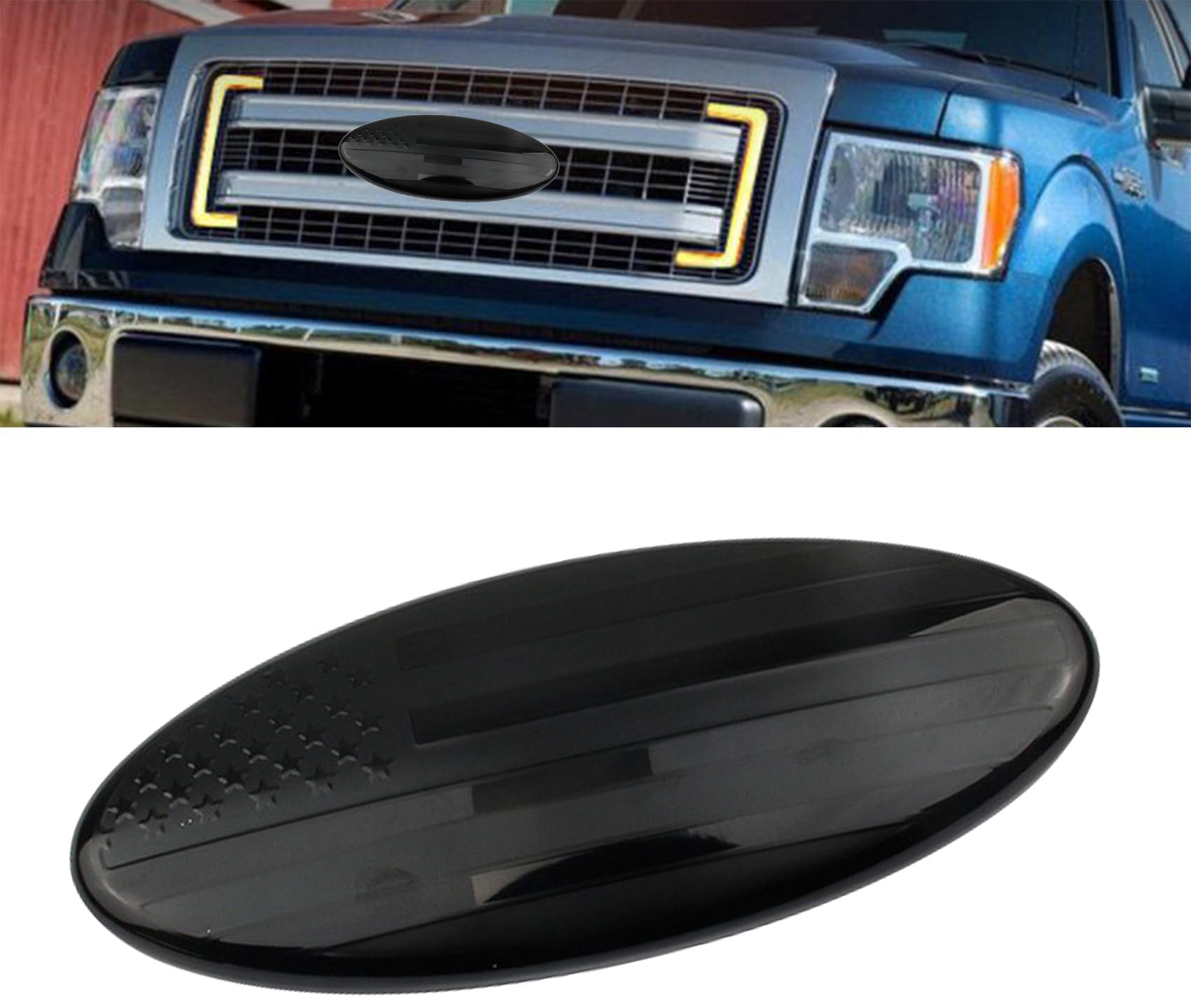 Amazon.com: Lecctso Front Grille American Flag Emblem for Ford ...