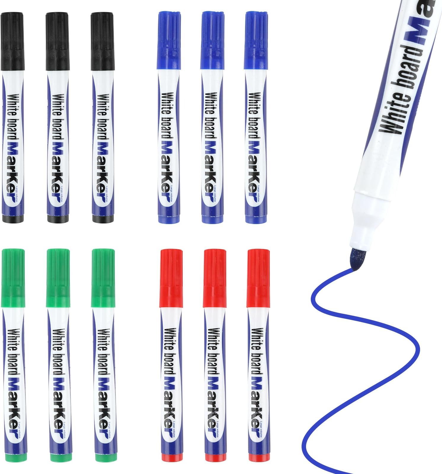 12 Pcs Whiteboard Pens, Whiteboard Markers in 4 Colors, Dry Erase Low ...