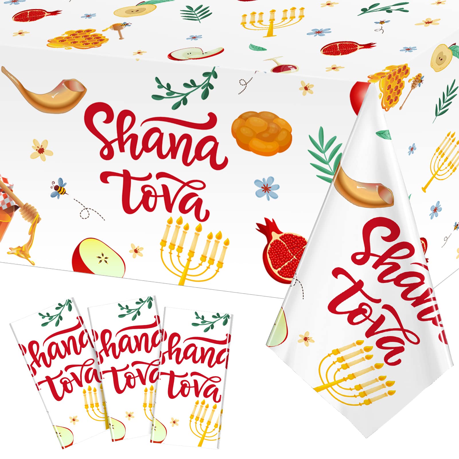 Amazon.com: 3 Packs Rosh Hashanah Tablecloth Waterproof Rosh Hashanah ...