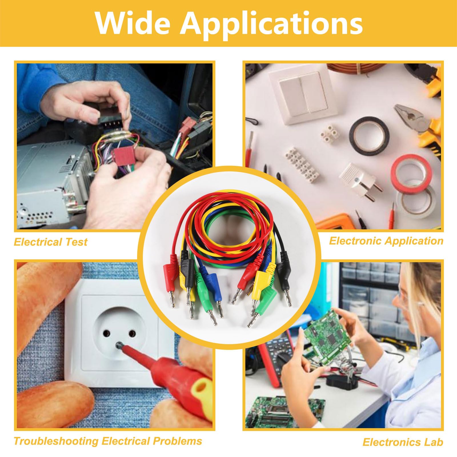 Snapklik.com : 5pcs Banana To Banana Plug Test Lead Set, 4mm Stackable ...