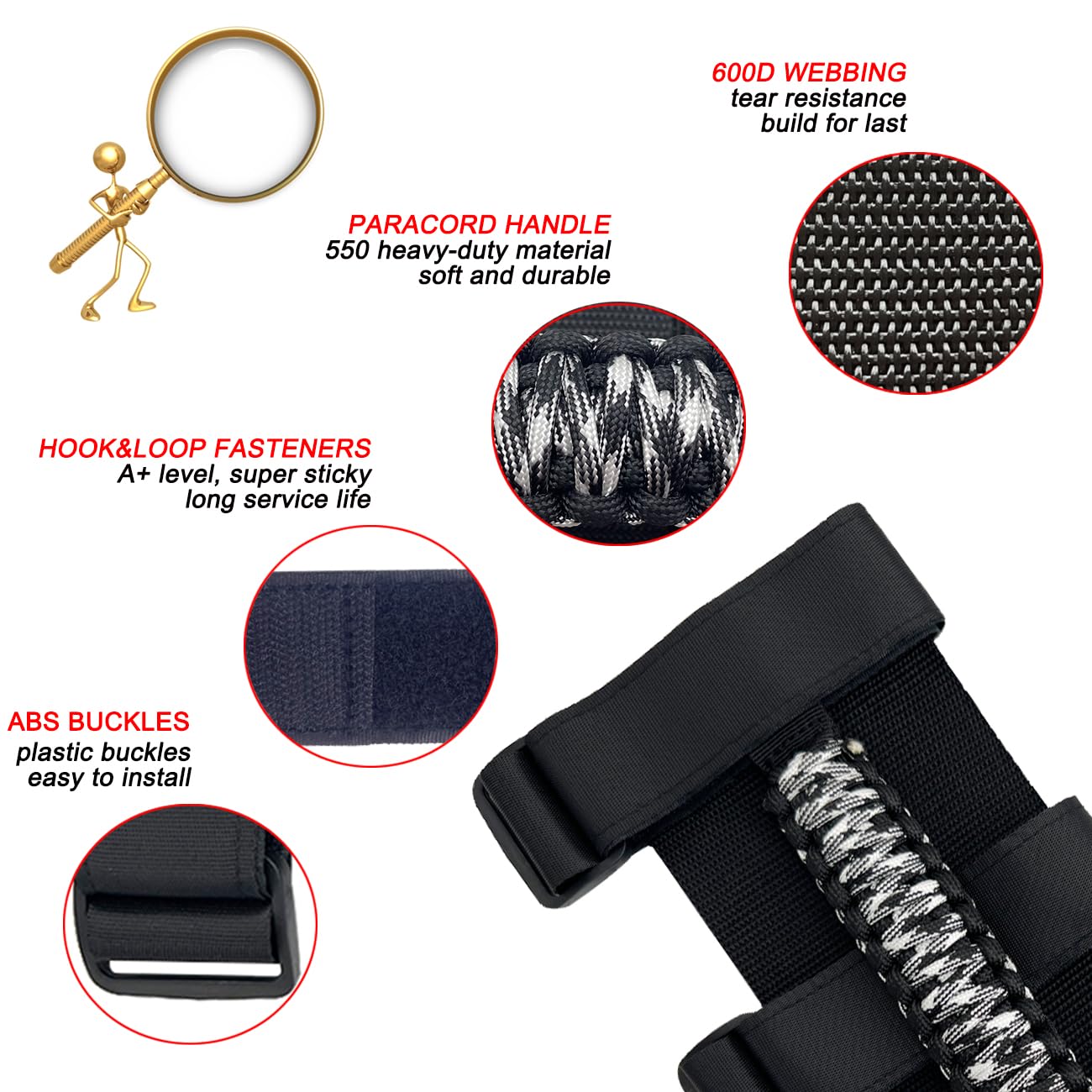 Snapklik.com : 4 Pack Grab Handles For Jeep - 2 Roll Bar Garb Handles ...