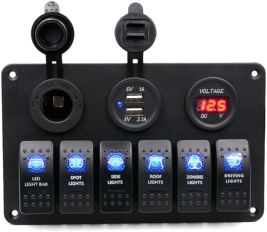 Amazon.com : BlueFire 6 Gang Rocker Switch Panel for RV Marine Car ...