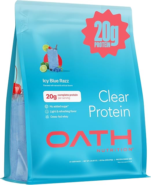 Amazon.com: Oath Nutrition Clear Whey Isolate Protein Powder, ICY Blue ...