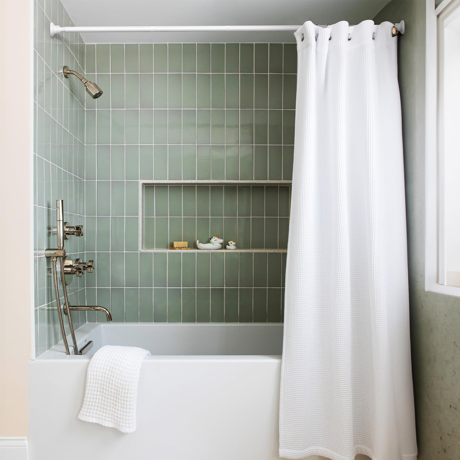 Snapklik.com : Tension Shower Rod 29-63 Inch, 1 Inch Diameter White ...