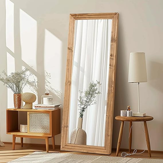 Amazon.com: ABSWHLM Full Length Mirror 65"x24" Solid Wood Frame Floor ...