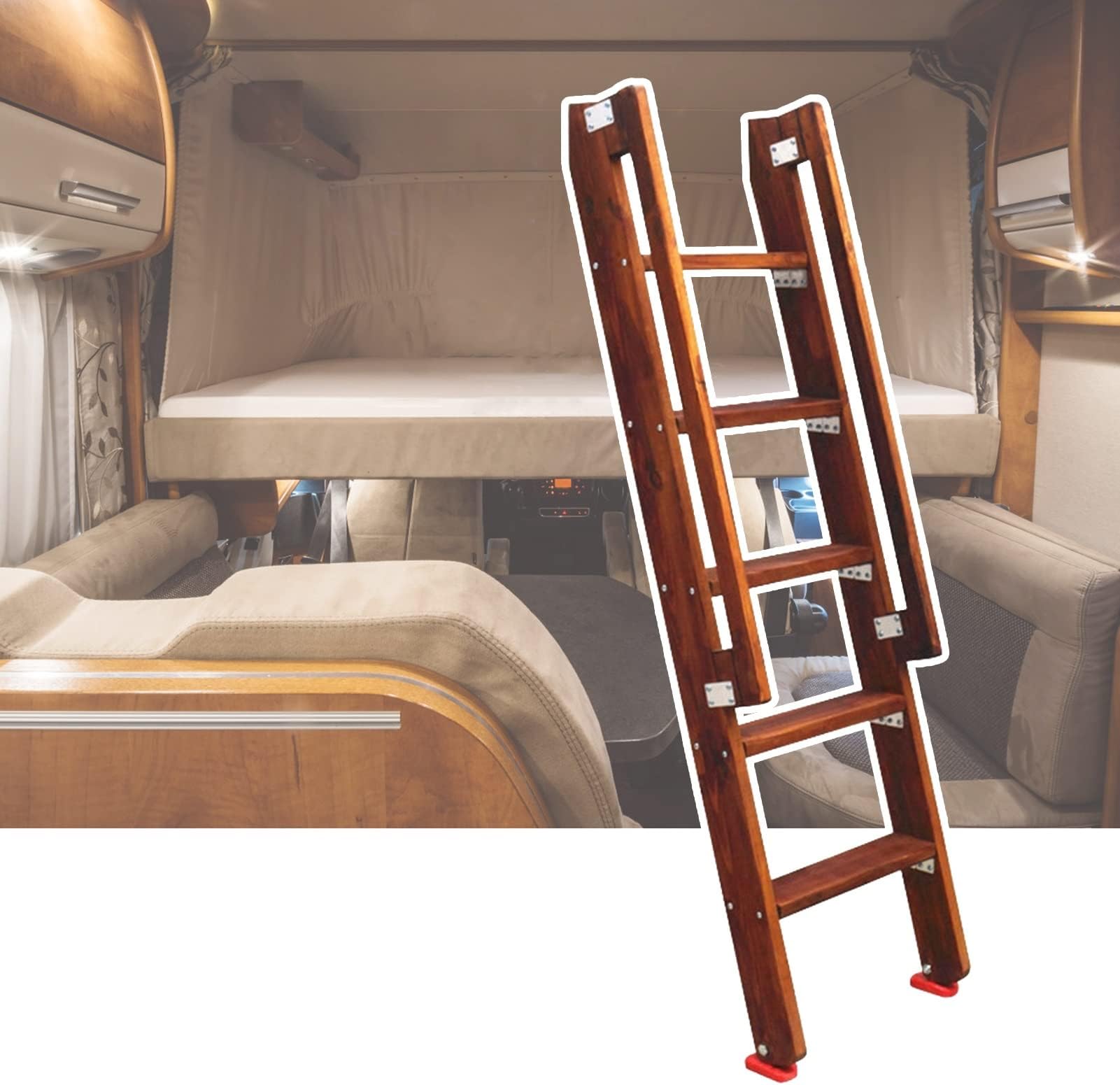 Amazon.com: Rv Bunk Bed Ladder Wood - 49"/59" Loft Step Ladder with ...
