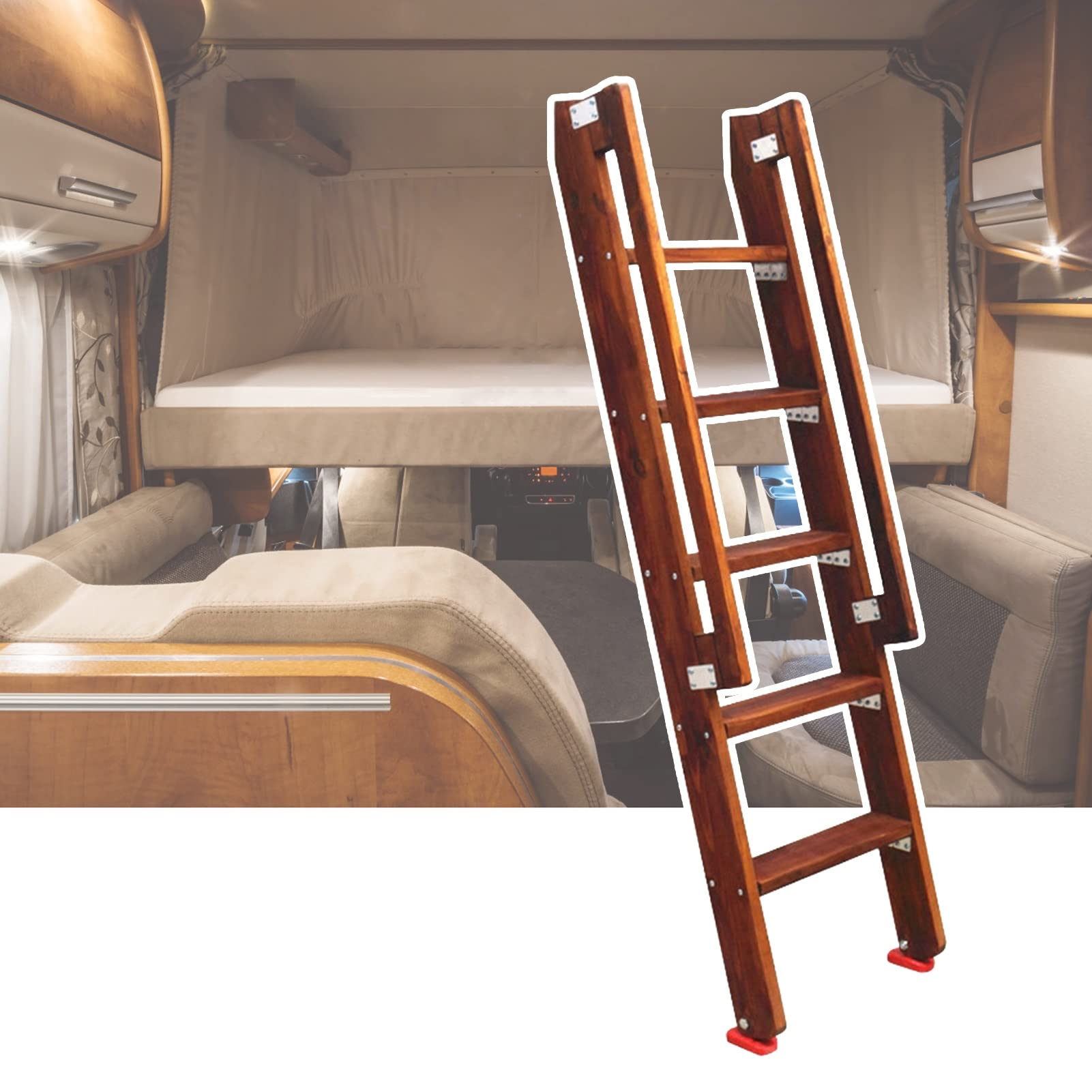 Amazon.com: Rv Bunk Bed Ladder Wood - 49"/59" Loft Step Ladder with ...