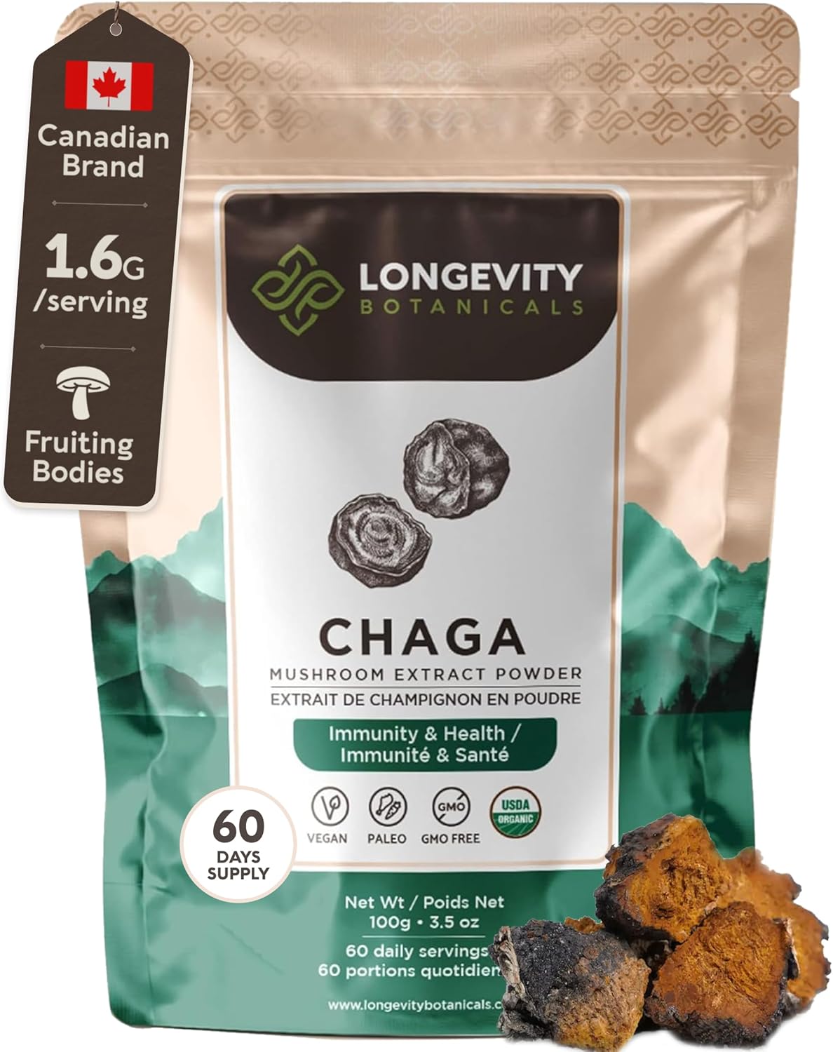 Organic Chaga Mushroom Powder - Ultra Concentrated Chaga Mushroom ...