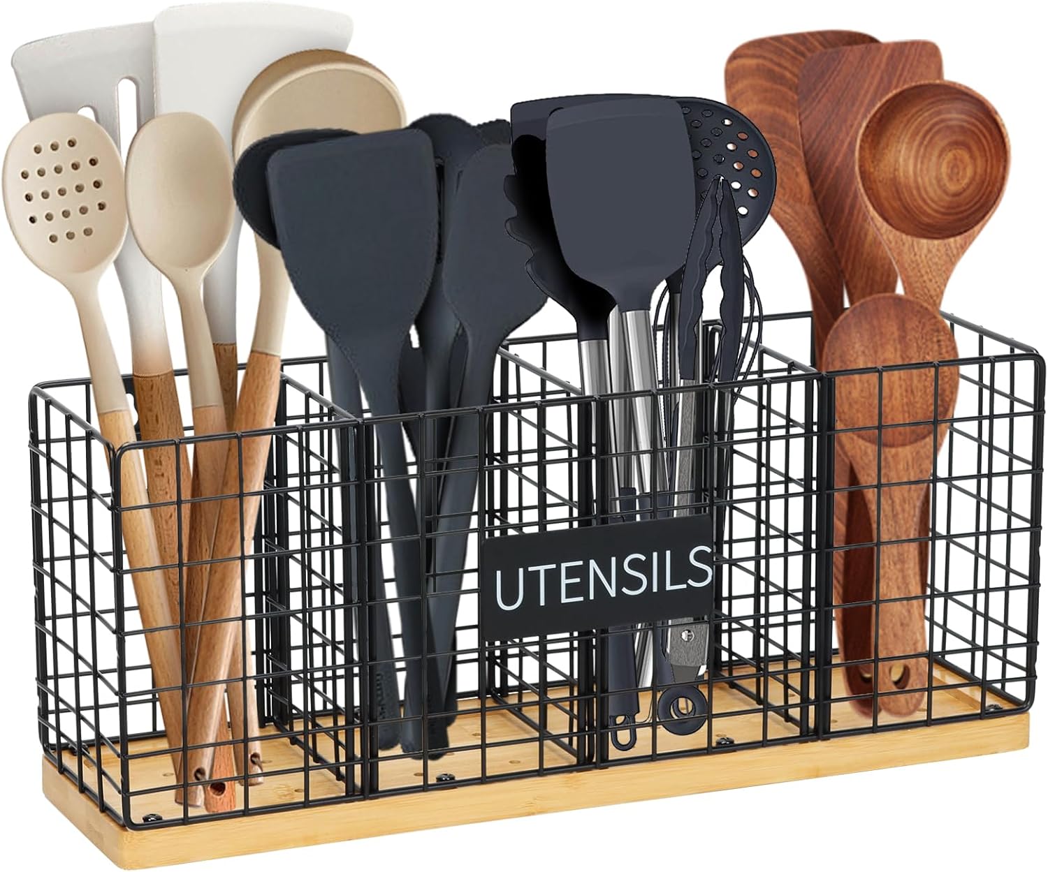 Amazon.com: WellSign Kitchen Utensil Holder for Countertop with 4 ...