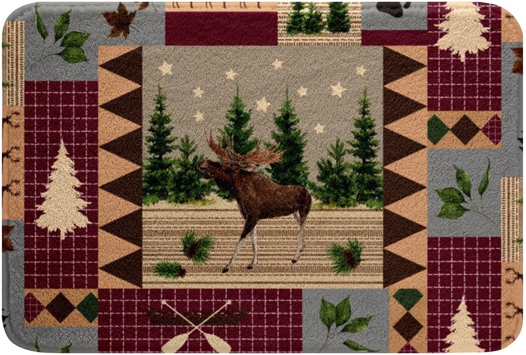 Amazon.com: Rustic Lodge Moose Deer Bathroom Rugs 20"x32",Lake Country ...