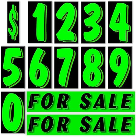 Amazon.com: EZ Line Vinyl Decals for Cars Chartreuse Large Number ...