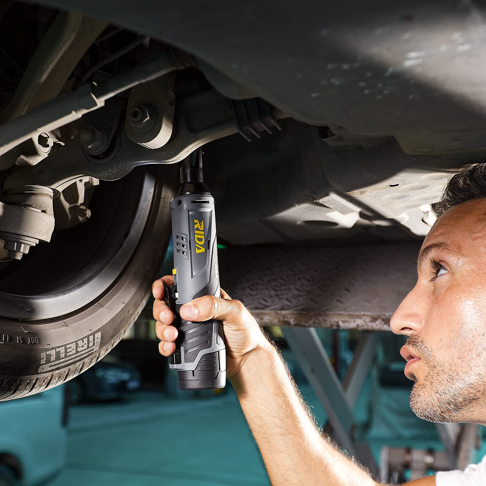 RIDA Cordless Electric Ratchet Wrench 3/8'' 460In-lbs 400 RPM 12V Power ...