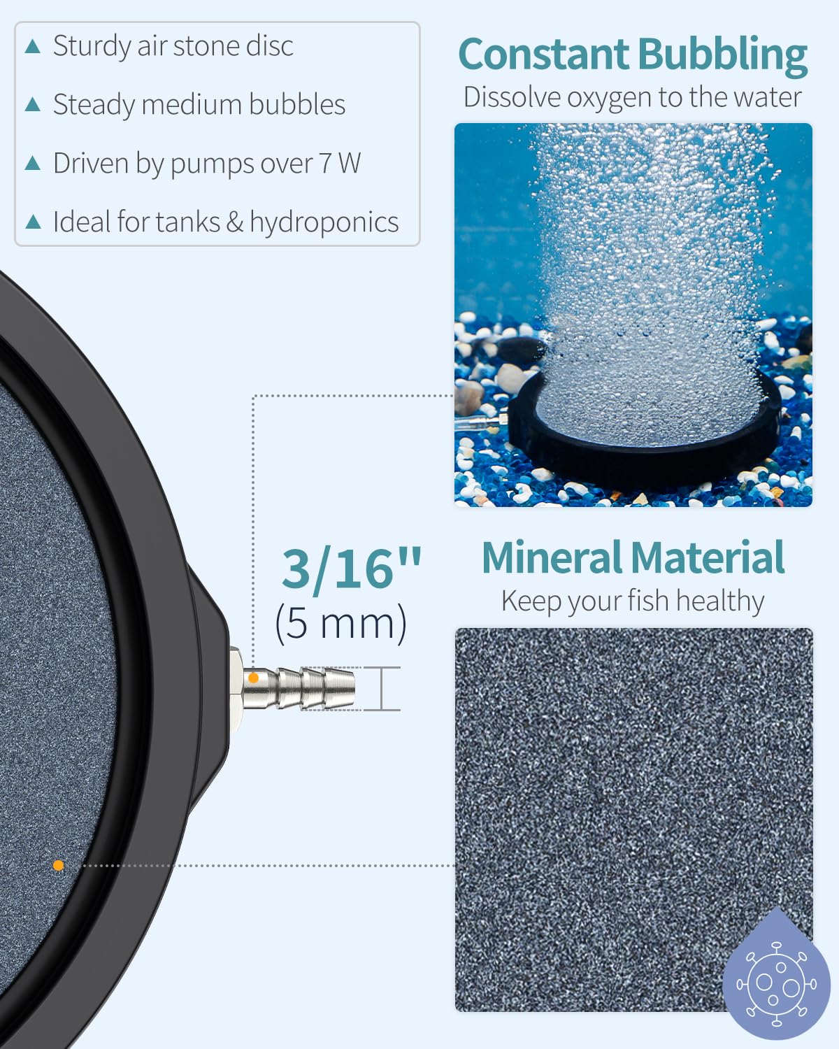 Snapklik.com : Aquarium Air Stone Disc For Air Pump 5 Inch Fish Tank ...