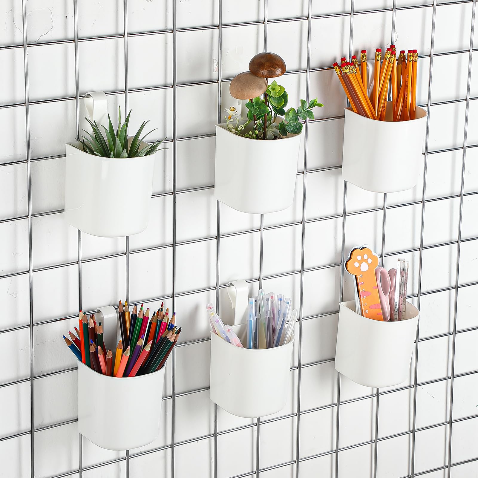Amazon.com - Threehoney 6 Pcs Grid Wall Baskets for Storage Grid Panel ...