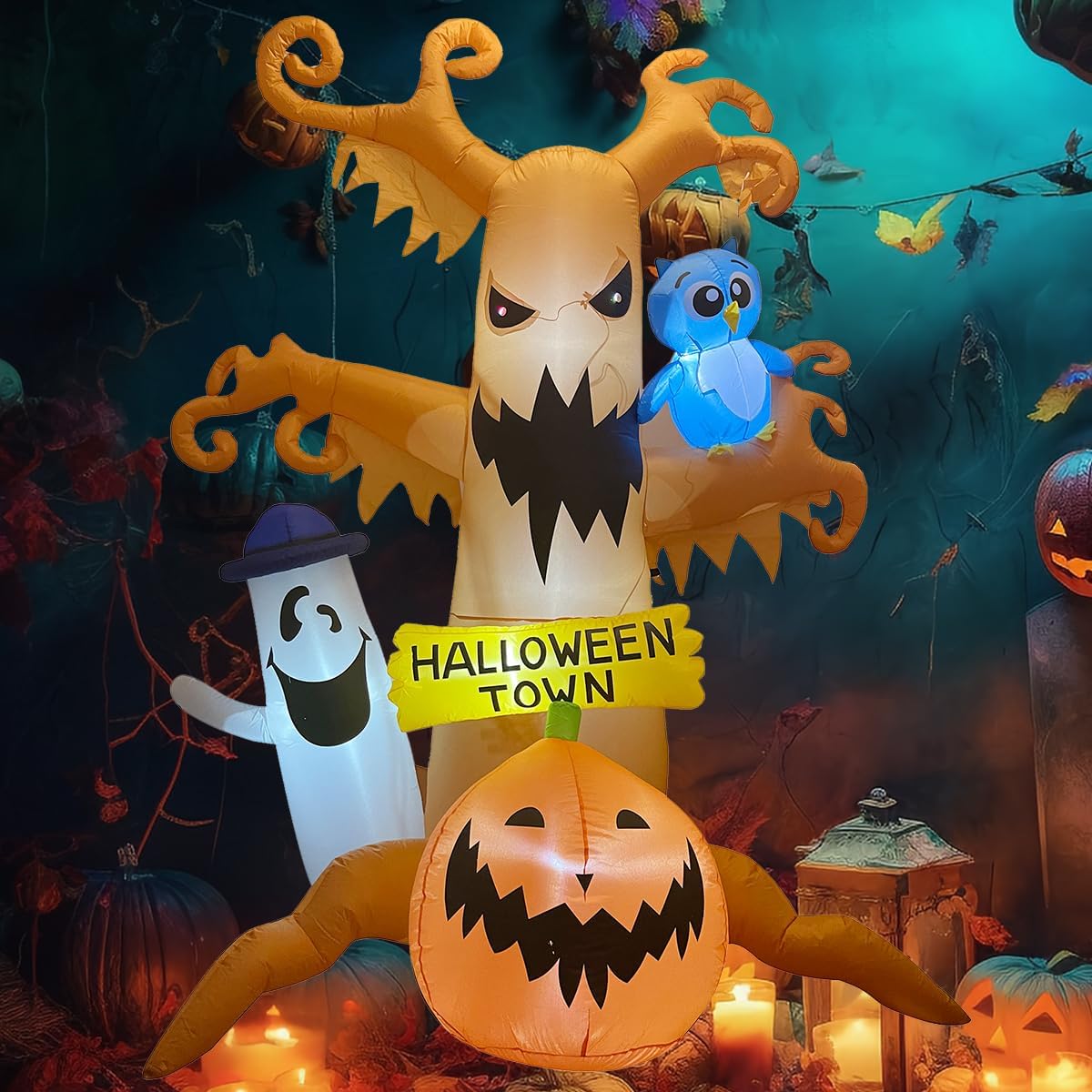 Amazon.com: Aotiooy 8 FT Halloween Inflatable Scary Tree Decorations ...