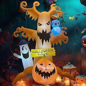 Amazon.com: Aotiooy 8 FT Halloween Inflatable Scary Tree Decorations ...