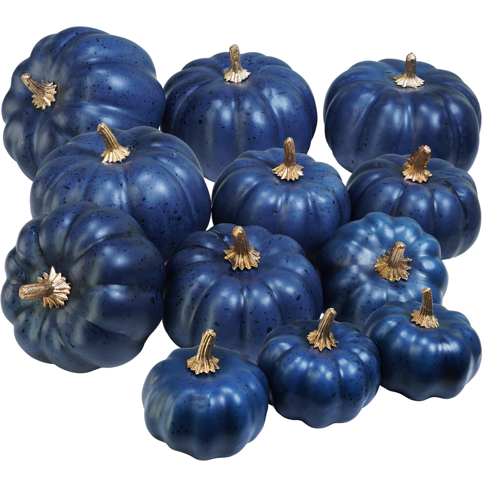 Amazon.com: Winlyn 12 Pcs Navy Blue Faux Pumpkins Artificial Harvest ...