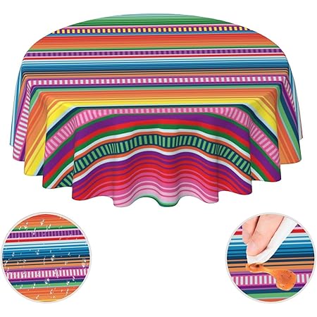 Amazon.com: Oudain 3 Pack Mexican Round Tablecloth Mexican Striped ...