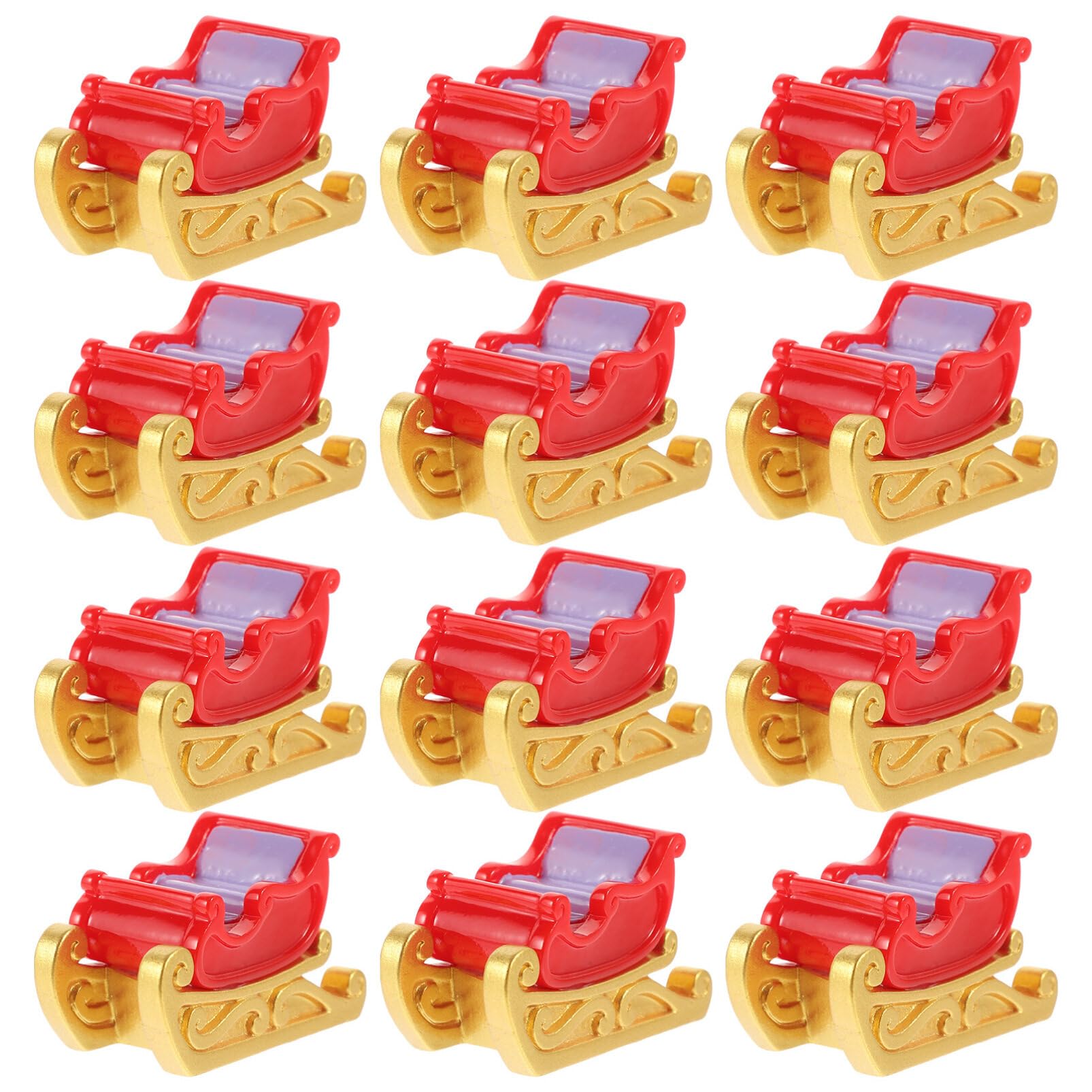 Amazon.com: ABOOFAN 12pcs Mini Sleigh Figurine Santa Sleigh Christmas ...
