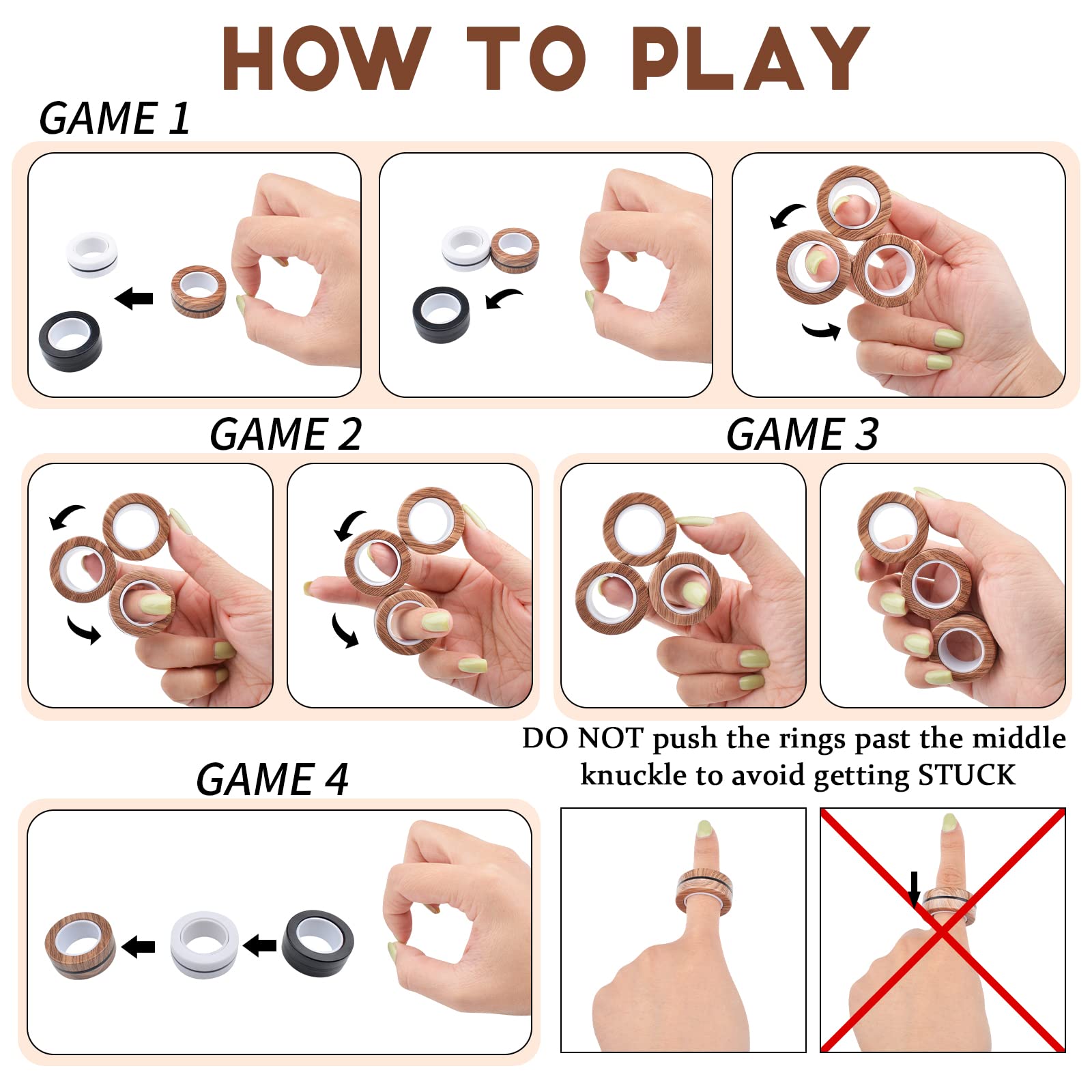 Snapklik.com : 9 PCS Magnetic Ring Fidget Toys Set,ADHD Anxiety ...